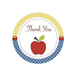 Apple Thank You Stickers 24 pcs for Princess Birthday Party Decoration Supplies, Teacher Day and Girl Baby Shower Themed