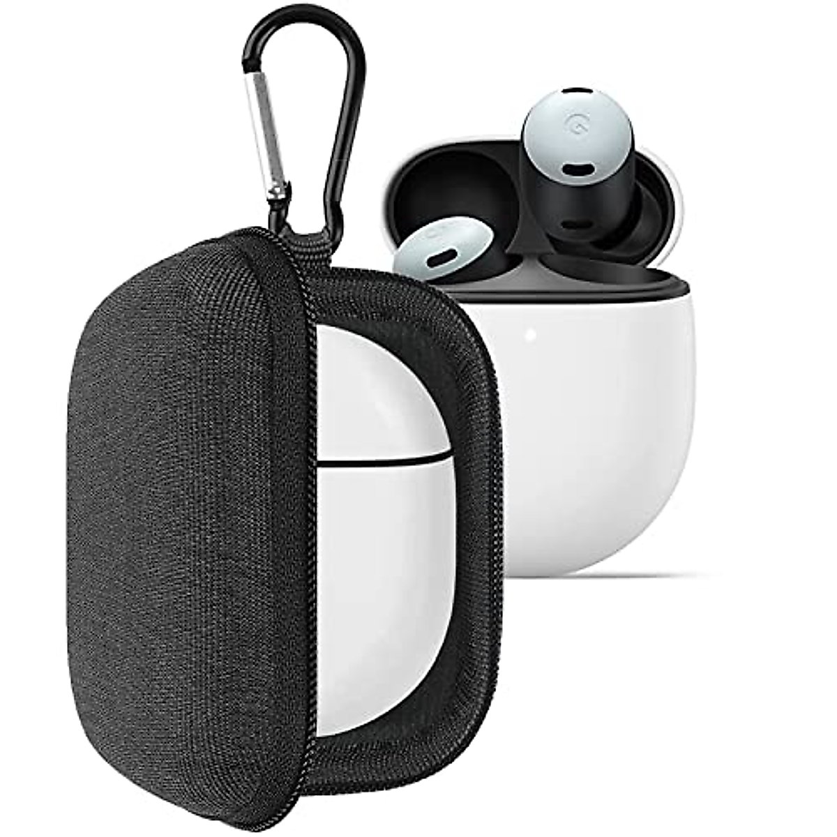 Compatible for Google Pixel Buds Pro 2022 Case, [Portable] [Keychain] [Storage Bag] Hard Case for Google Pixel Buds Pro/Pixel Buds A-Series/Pixel Buds 2 Case (Black)