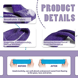3 Pack Men & Women Sweatband Headband Terry Cloth Moisture Wicking for Sports Tennis Gym Work Out (Purple,Sky Blue,Blue)