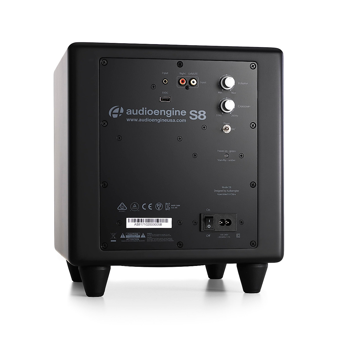 Audioengine S8 Powered Home Subwoofer Speaker - 250W 8-inch Subwoofer with Built-in Amplifier for Home Audio