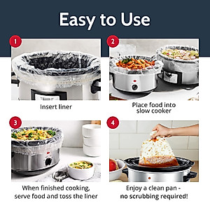 PanSaver Slow Cooker Liners - Disposable Liners for Instant Cleanup with No Scrubbing - Fits 3-6 Quarts, 4 Count