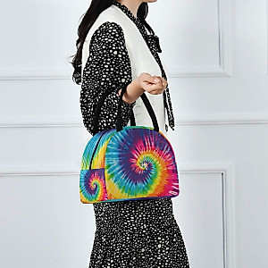 AUUXVA Lunch Box Bag, Abstract Swirl Tie Dye Rainbow Insulated Lunchbox Cooler Lunch Container Portable Tote Bag Handbag for Women Men Boy Girl