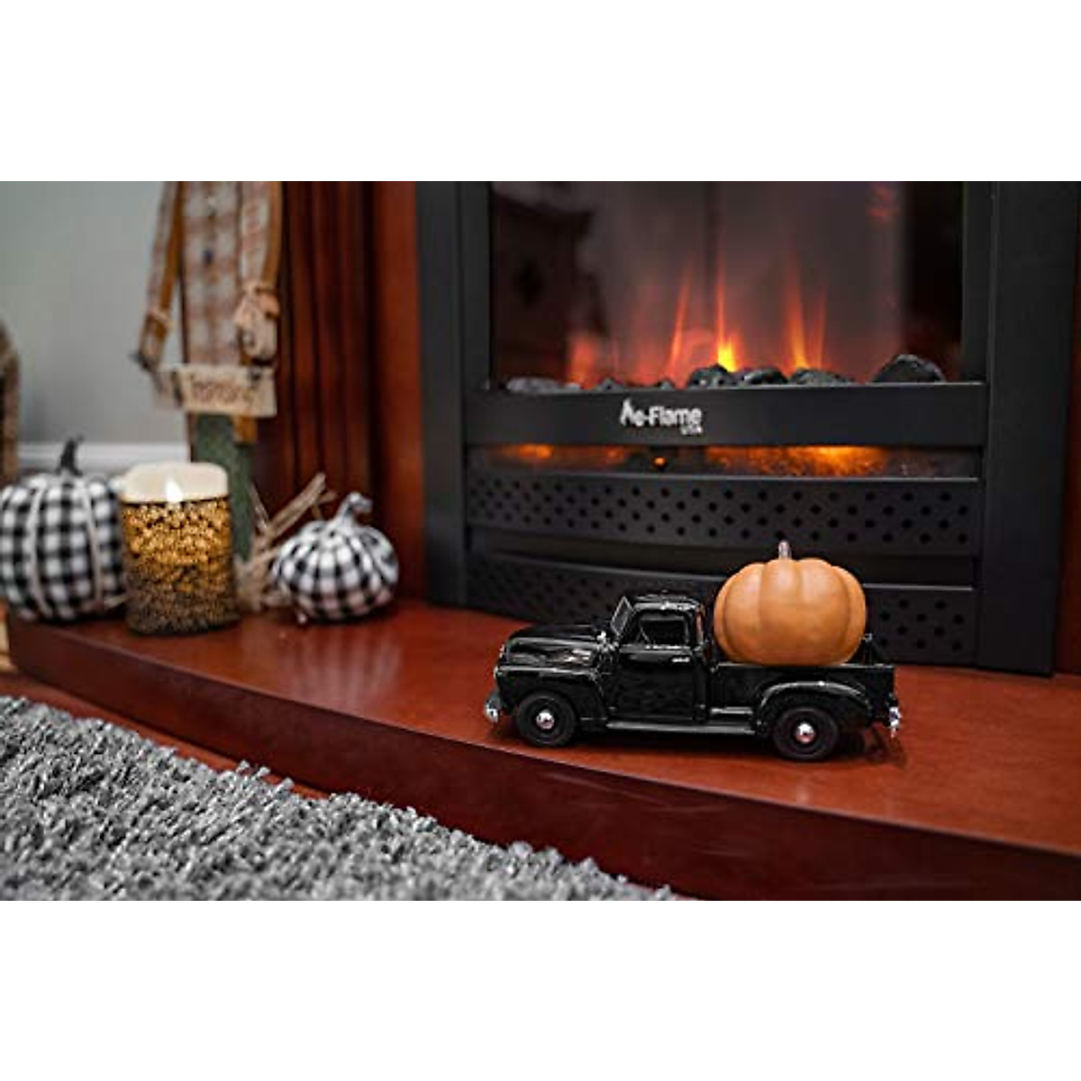 e-Flame USA Abbotsford 23"x19" LED Electric Fireplace Stove Insert with Remote - 3D Logs and Fire (Black)