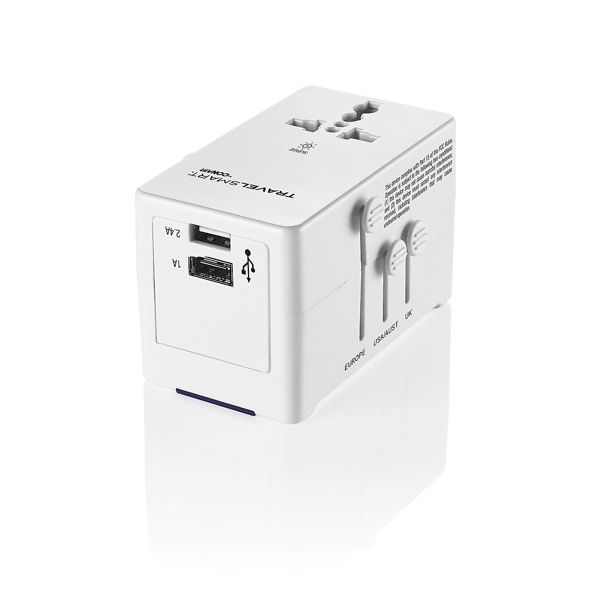 Conair Travel Plug Adapter with 2 USB Ports, Universal Plug Adapters for Worldwide Travel by Travel Smart