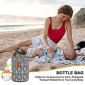 Accmor Breastmilk Cooler Bag, Insulated Baby Bottle Cooler Tote Bags, Baby Bottle Warmer Cooler Bag, Baby Bottle Bag Great for Nursing Mom Daycare, Grey