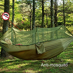 Camping Hammock 2 Person Hammocks with Net, Tent, Tree Straps Heavy Duty Waterproof Lightweight Nylon Portable Hammock for Hiking Outdoor Travel Beach Survival Backyard