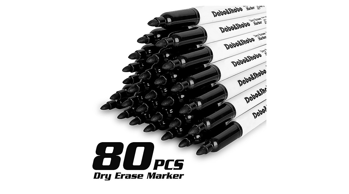 Dabo Shobo Bulk Dry Erase Markers - Low Odor & Fine Tip, 80 Pack