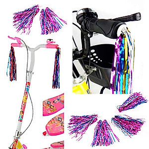 VASANA 4PCS 2 Pairs Bike Handlebar Streamers for Boys and Girls Kids Baby Bicycle Accessories Bicycle Tassel Ribbon for Bikes Handlebars