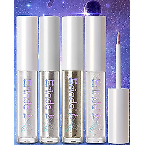 Erinde Liquid Glitter Eyeshadow Eyeliner, Metallic Shimmer Glitter Eyeshadow Liner, High Pigment Colored Eyeliner, Waterproof Long Lasting Sparkle Christmas Eye Makeup for Women, Star Silver