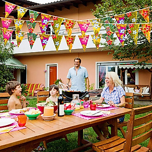 FEPITO 4 Pack Hawaiian Bunting Banner Luau Party Tropical Party Bunting Totally 12 Meters