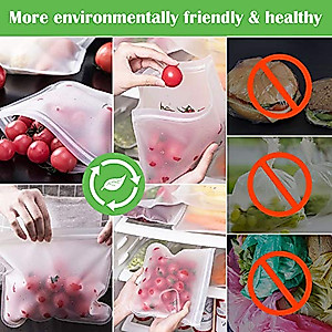 Reusable Food Storage Bags, 12 Pack BPA Free Reusable Bags(8 Reusable Sandwich Bags + 4 Leakproof Reusable Snack Bags), Extra Thick Freezer Bags Leakproof Silicone and Plastic Free Ziplock Lunch Bags
