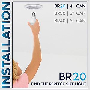 LUXRITE BR20 LED Bulb, 45W Equivalent, 3500K Natural White, Dimmable, 460 Lumens, R20 LED Flood Light Bulb 6.5W, Energy Star, Damp Rated, E26 Base, Perfect for Recessed and Track Lighting (4 Pack)