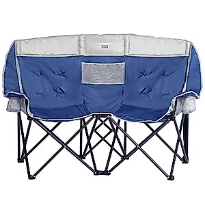 SUNNYFEEL Folding Double Camping Chair, Portable Duo Loveseat Chair, Padded Foldable Lawn Chairs with Cup Holder for Beach/Outdoor/Travel/Picnic, Fold Up Camp Chairs for Adults Heavy Duty 2 Person