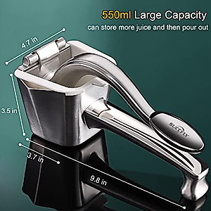 SUCCFLY Lemon Squeezer Stainless Steel, Manual Juicer Citrus Lime Orange Fruit Squeezer Heavy Duty Ergonomic Handle Labor-saving Large Capacity Juice Press Hand Handheld Juicer (5 Year Warranty)