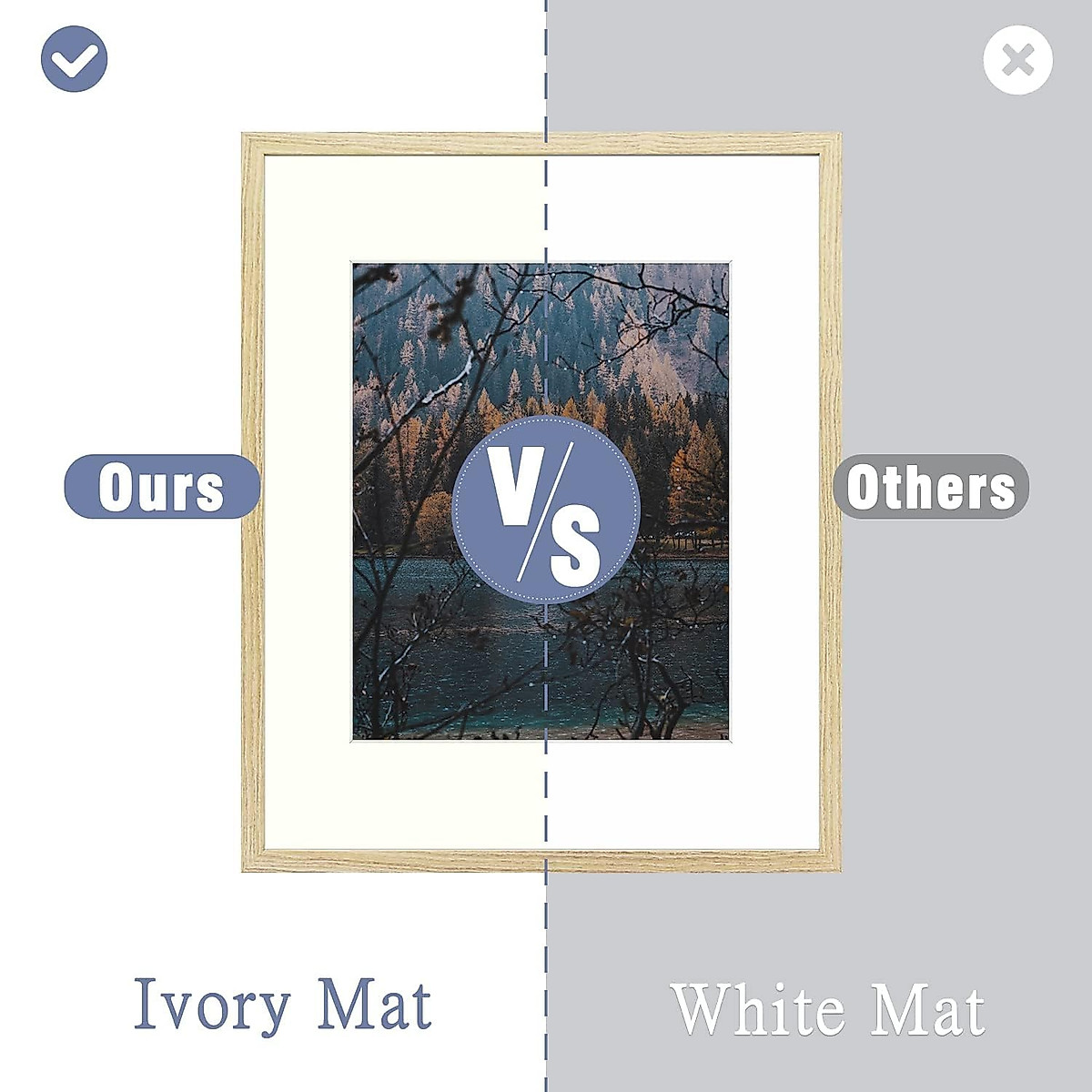 Frametory 16x20 Picture Frame with Mat for 11x14 Picture - Country Rustic Style - High Definition Glass Wide Molding - Vertical or Horizontal Preinstalled Wall Mounting Hardware (Rustic Beige, 1 Pack)