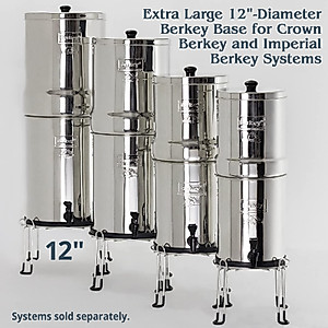 Extra Large Berkey Base Stainless Steel Stand Raises Your Imperial Berkey or Crown Berkey System 6" Above Countertop for Easier Dispensing of Water