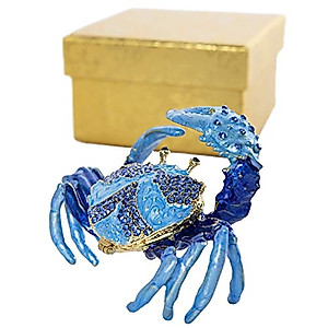 YU FENG Crab Jewelry Trinket Boxes Hinged Animal Jeweled Trinket Box Decorative Crab Collectible Figurine