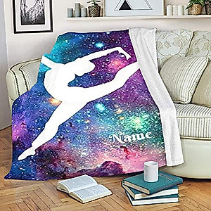 CUXWEOT Custom Blanket with Name Text Personalized Music Dance Galaxy Soft Fleece Throw Blanket for Gifts (50 X 60 inches)