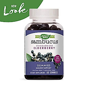 Nature's Way Sambucus Black Elderberry Gummies with Vitamin C and Zinc, 60 Gummies