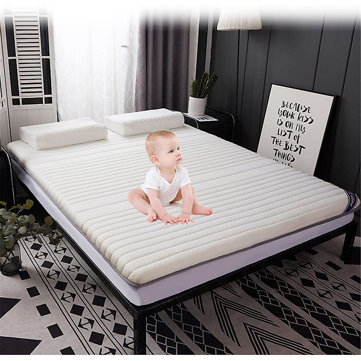 xqwz Breathable Latex Mattress Pure Green Latex Mattress Topper Soft Foldable Floor Tatami Adult Double Thicken Comfortable Soft Foam Mattress Coverbaibaibaibai10.28