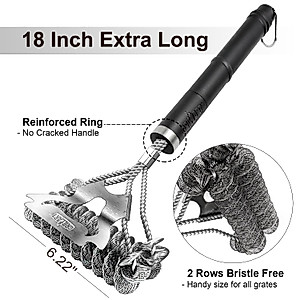 GRILLART Grill Brush for Outdoor Grill Bristle Free - Safe BBQ Grill Cleaner Brush - 17" BBQ Brush for Grill Cleaning Kit -Stainless Grill Cleaning Brush BBQ Grill Accessories Tools- Gifts for Men Dad