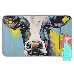 GOODOLD Cow Portraits Ironing Mat Portable Travel Ironing Pad for Washer,Dryer,Table Top, Iron Board Alternative Cover, Large Heat Resistant Ironing Blanket