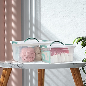 Uumitty Clear Storage Latch Box/Bin, 2-Pack Plastic Organizing Container with Handle and Lids (14 QT & 7QT)