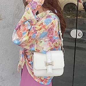 Split Cow Leather Crossbody Bag for Women Genuine Leather Shoulder Bag Ladies Fashion Bag Purse with Two Shoulder Straps Casual Underarm Bag