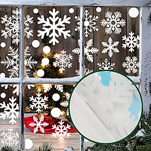 321pcs Christmas Window Clings for Glass Windows 9sheets Christmas Window Decals Snowflakes Christmas Decorations Christmas Window Stickers for Kids Holiday Window Clings Winter Decorations
