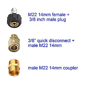 RIDGE WASHER Pressure Washer Hose 50 FT, 1/4 Inch Pressure Washer Hose for Most Brands, with M22 14mm Fitting, 3600 PSI