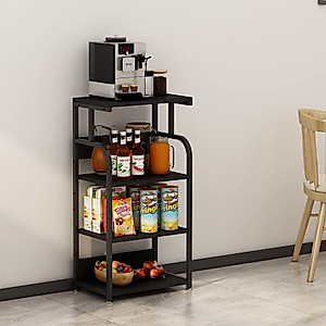 Fannova 4 Tier Small Printer Stand with Adjustable Shelf and Storage Pouch, Rolling Printer Cart with Wheels for Home Office Organization, Table Stand for Shredder CPU Computer Tower, Black