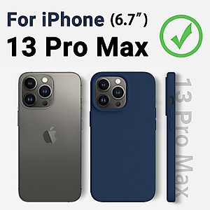 AOTESIER Compatible with iPhone 13 Pro Max 6.7 inch, Silky Touch Premium Soft Liquid Silicone Rubber Anti-Fingerprint Full-Body Protective Flexible Bumper Case, Navy Blue