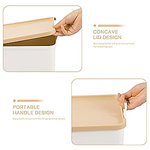 ANMINY Lidded Plastic Storage Bins Set White Desk Basket Box Cube Drawer Organizer Kitchen Food Container with Handles Removable Lids for Cosmetic Makeup Bathroom Countertop Dresser - 2 Medium 3 Small