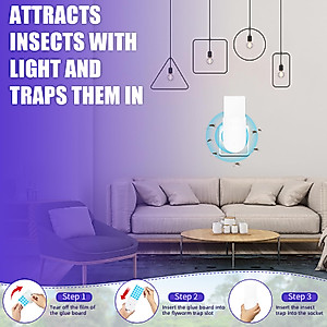 Jahy2Tech Flying Insect Trap Plug-in,2 Pack Electric Mosquito Gnat Insect Traps Killer with Warm Night Light UV Attractant Catcher &10 Sticky Trap Boards, Fruit Fly Traps Indoor for Home Bug Catcher