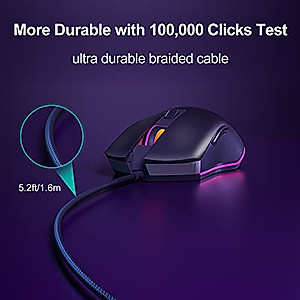 Tmd Touch Redimp Wired Gaming Mouse for PS4, Xbox One, PC Computer & Laptop , Games & Work, Side Buttons & LED Backlit Lights - Black, GM300