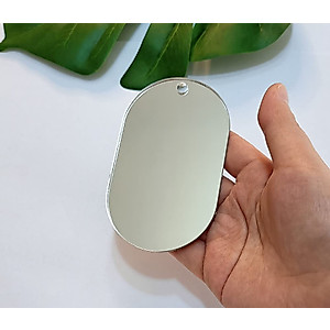 Yuxuanish Set of 12 Acrylic Luggage Tag,Mirrored Acrylic Place Cards Blanks with Tassels,DIY Oval Wedding Guest Name Cards,Acrylic Name Place Card (Silver Mirror)