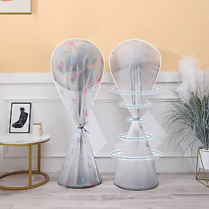Howkes Fan Dust Cover Waterproof Dustproof Fan Cover Washable Standing Round Fan Sleeve proof Fan Protective Cover Dustproof & Moisture-Proof for Household Outdoor Pedestal Cover Fans (Flame bird)