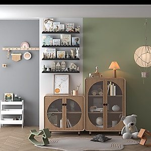 Kids' Bookshelf Set of 4 - Black Floating Nursery Book Shelves, Picture Ledge Shelf for Wall Decor and Storage - Perfect for Books, Toys, Photo Frames, and Nursery Décor