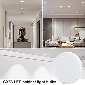 AUIOMUTO GX53 LED Light Bulb,7W Daylight 6000K Replacement Traditional Halogen GX53 Spotlight for Cabinet, Exhibition, Showcase, Shop Showroom, Ceiling Lamp