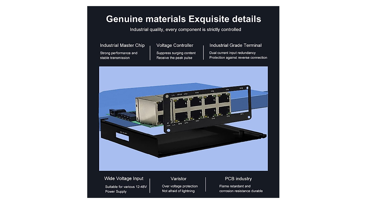 Mini Industrial Gigabit Switch 10 Ports - Hardened Ethernet Switch