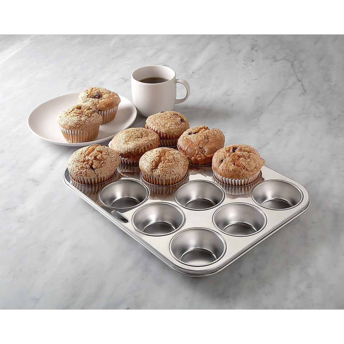 Fox Run 12-Cup Muffin and Cupcake Baking Pan, 10.5 x 13.75 x 1.25 inches, Silver