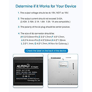 ALITOVE 65W 45W 33W Universal Laptop Charger,19V 3.42A-1.7A Monitor Power Supply Cord for Samsung LG TV HP Monitor Acer Spire Spin Chromebook Toshiba Satellite ASUS Gateway Harmon Kardon Speaker