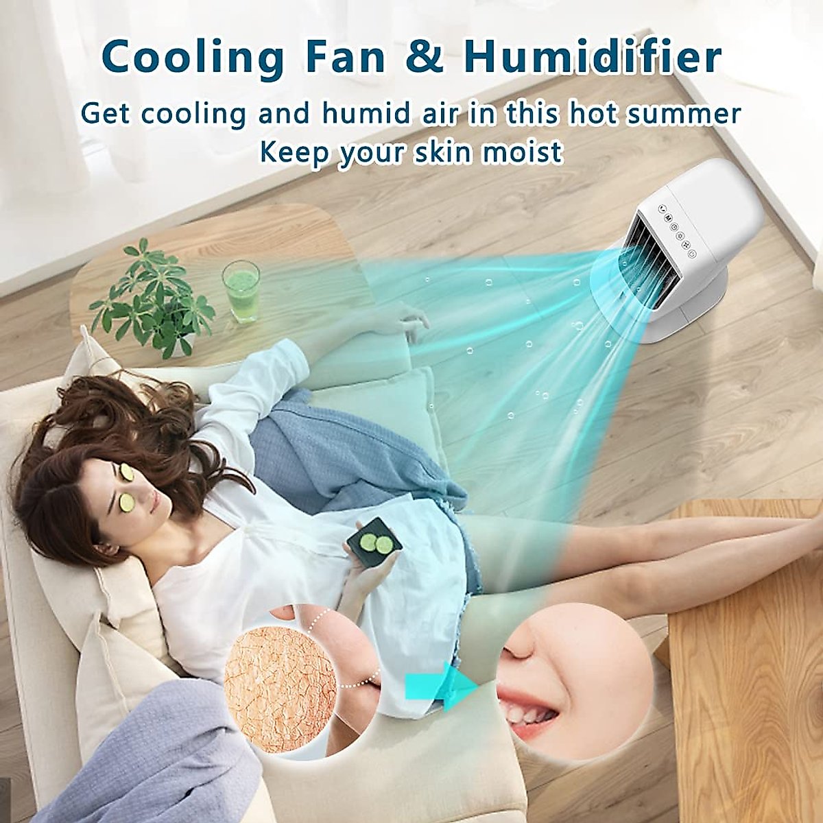 2-In-1 Evaporative Air Cooler - 41” Quiet Cooling Tower Fan Humidifier Portable Swamp Cooler with Bladeless Design, 60° Oscillation, Remote Control, 3 Modes and 3 Wind Speeds, 12H Timer, 4 Ice Boxes