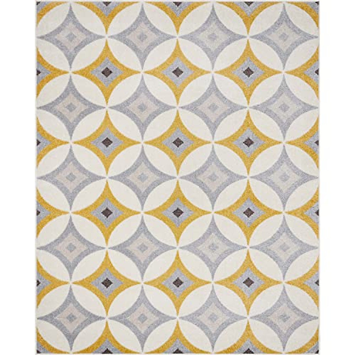 Well Woven Mystic Perla Gold Modern Geometric 5'3" x 7'3" Distressed Area Rug, 5 ft (3 in) x 7 ft (3