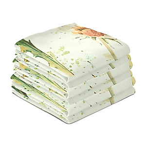 Jihqo Yellow Dandelion Dish Towels for Kitchen Soft Tea Towel Set of 4 Absorbent Dishcloths Hand Towels for Drying Dish Cloths 28" x 18"