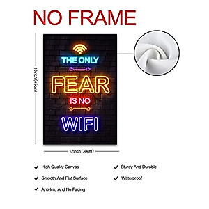 Gaming Posters for Teen Boys Room Decor - Boys Wall Art Gamer Decorations for Bedroom - Video Game Black Light Posters - Gaming Accessories for Room - Gamer Gifts - 12x18in Unframed - The Only Fear Is No Wifi
