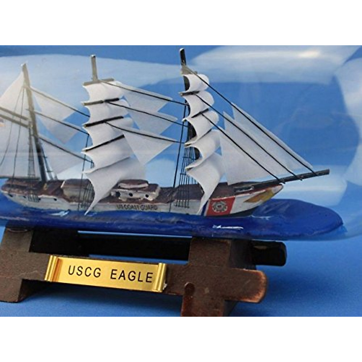 Hampton Nautical United States Coast Guard USCG Eagle Model Ship in A Glass Bottle, 9" , White,96 months to 600 months