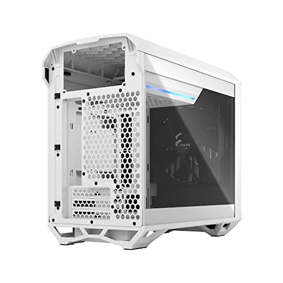 Fractal Design Torrent Nano White - Clear Tint Tempered Glass Side Panel - Open Grille for Maximum air Intake - 180mm PWM Fan Included - Type C - mITX Airflow Mini Tower PC Gaming Case