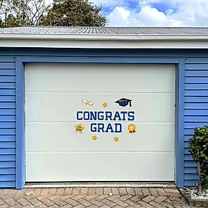 Congrats Grad Car Magnets Graduation Magnetic Car Decorations Class of 2024 Car Parade Decor Signs Car Magnet Decal Stickers Graduation Party Decor Blue