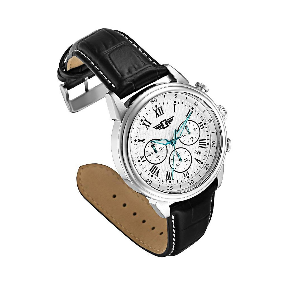I By Invicta Men's 90242-002 Chronograph Silver Dial Black Leather Watch